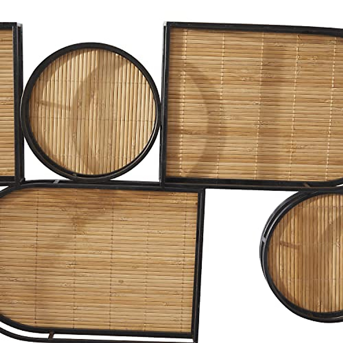 Deco 79 Bamboo Geometric Shapes Wall Decor with Metal Wire Frames, 37" x 2" x 17", Brown