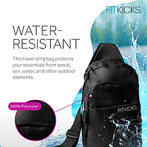 FITKICKS Hideaway Packable Sling Bag, Cross-body Bag for Men and Women, Black