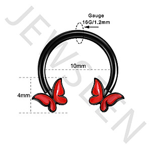 Jewseen Septum Ring Horseshoe Hoop Earring Cartilage Earring Hoop 16G Nose Ring Hoop Butterfly Captive Bead Rings Tragus Daith Rook Helix Piercing Body Jewelry