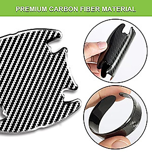 Spurtar 8pcs Car Door Handle Scratch Protector 3D Carbon Fiber Texture Paint Scratch Protector Sticker Car Door Handle Cover Non-Marking Door Cup Protection Universal for Automotive SUV Trunk (Black)