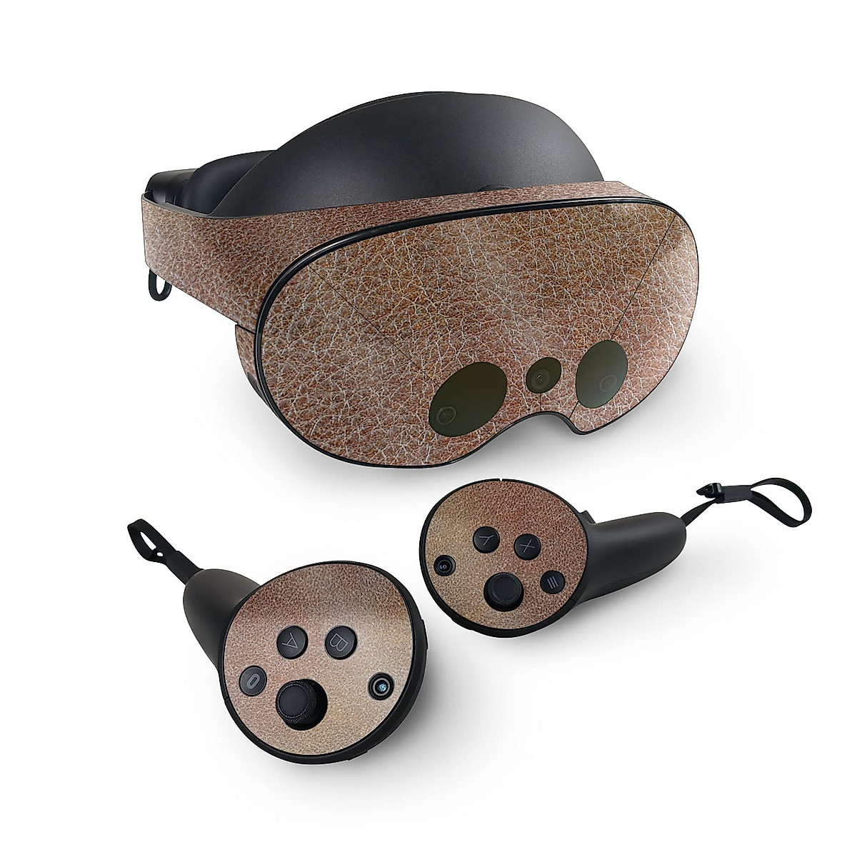 MightySkins Glossy Glitter Skin Compatible with Meta Quest Pro - Brown Pleather | Protective, Durable High-Gloss Glitter Finish | Easy to Apply, Remove, and Change Styles | Made in The USA