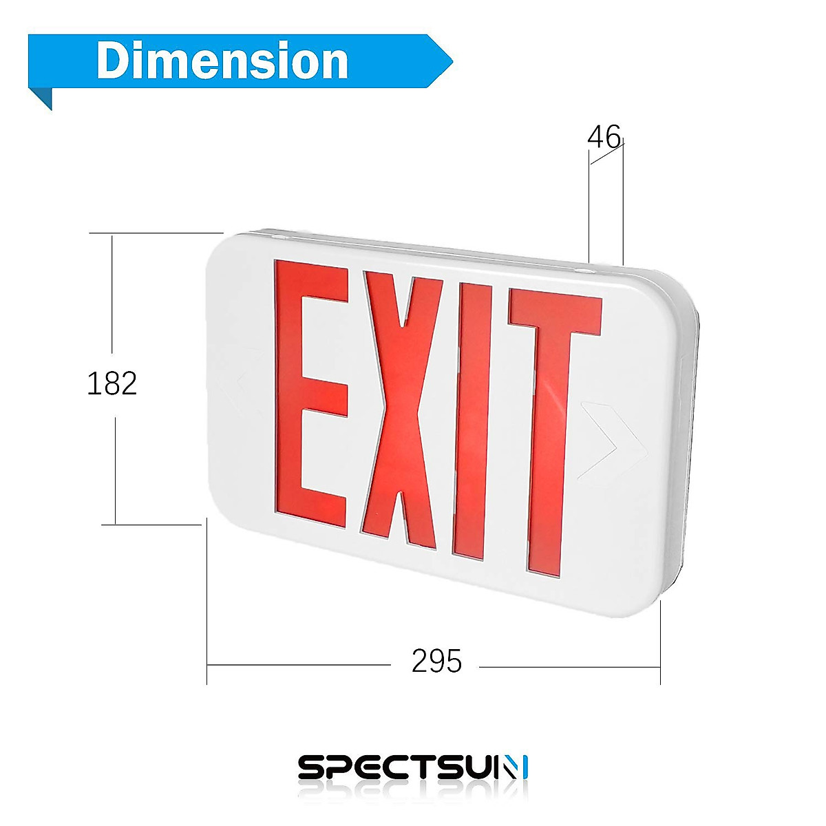SPECTSUN 4 PACK Red LED Emergency Exit Signs & Battery Backup-UL Certification Hardwired Combo Exit Sign, 120V/277V Exit Sign with Arrow, Business Exit lighting Sign, lobby/Building/Room