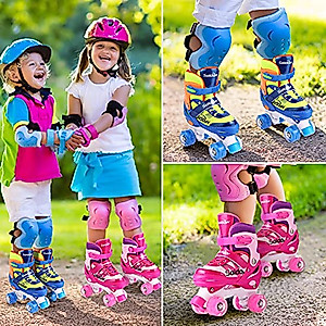 Soldow Adjustable Roller Skate Light up Rollerskates for Girls Boys, Flashing Kids Roller Skates with Full Illuminating Wheels