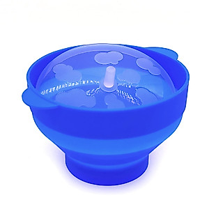 Mini Microwave Popcorn Popper, BPA Free Silicone Popcorn Popper Microwave Collapsible, Microwave Popcorn Maker, Microwave Popcorn Bowl, Dishwasher Safe (Deep Sea Blue)