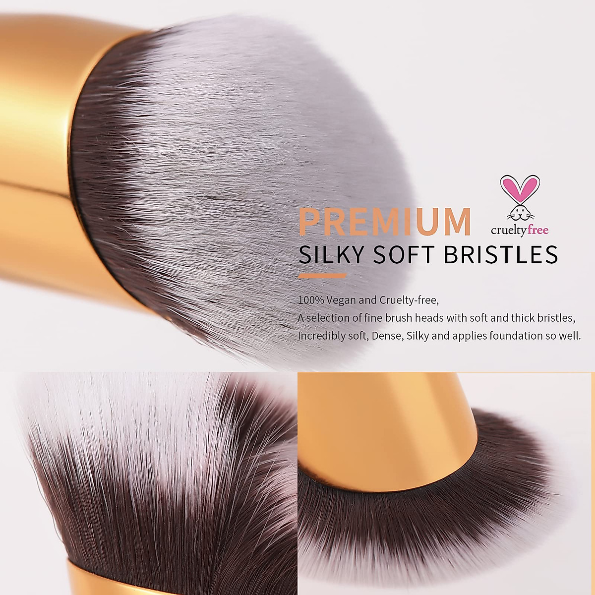 docolor Concealer Brush and Foundation Brush for Liquid Makeup, 2PCS Angled Kabuki Blending Makeup Brush Perfect for Liquid Cream Powder Blending,Stippling,Highlighter and Nose Contour