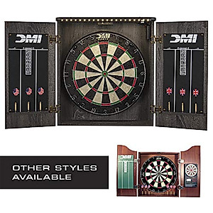 DMI Sports Paris Bristle Dartboard Cabinet Sets - Includes LED Lighting or Electronic Scoring Option, Rustic Grey (D4400W)