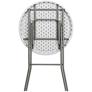 Flash Furniture 2.6-Foot Round Granite White Plastic Bar Height Folding Table
