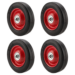 MOUYAT 4 Pack 6 Inch Flat Free Solid Rubber Replacement Tires, Rubber Hand Truck Wheel with 5/8 Inch Axle Size, Heavy Duty Solid Rubber Wheels for Hand Truck, Dolly, Wheelbarrows