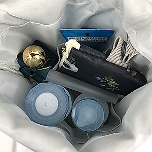 WONSHREE Drawstring Cosmetic Bag Lazy Travel Makeup Bag Barrel Toiletry Bag Organizer Portable Quick Packing Pouch for Women Girls, Black Flowers