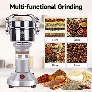 Goldtouch 150g Grain Mill Grinder 1500W Electric Stainless Steel Grain Grinder High-Speed Pulverizer Powder Machine for Dry Wheat, Oats, Corn, Pepper and Coffee Beans (150g Stand Type)