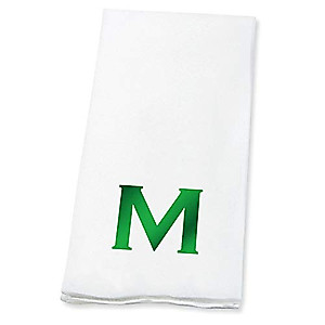 Lillian Vernon Copperplate Personalized Monogram Foil Stamped Linen-Like Guest Hand Towels (Set of 100)- 50% Cotton 50% Paper Blend, 13" by 17" Open and 4 1/2" by 8 1/2" Closed, Choose from 5 Colors