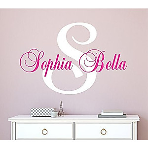 Nursery Custom Name Wall Decal Sticker, 34" W by 29" H, Girl Name Wall Decal, Girls Name, Wall Decor, Personalized, Girls Name Decor, Girls Nursery, Girls Bedroom, Plus Free White Hello Door Decal