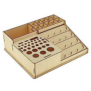 Inzopo Wooden Paint Bottles Rack Model Organizer Epoxy Tools Storage Box Holder Case #3