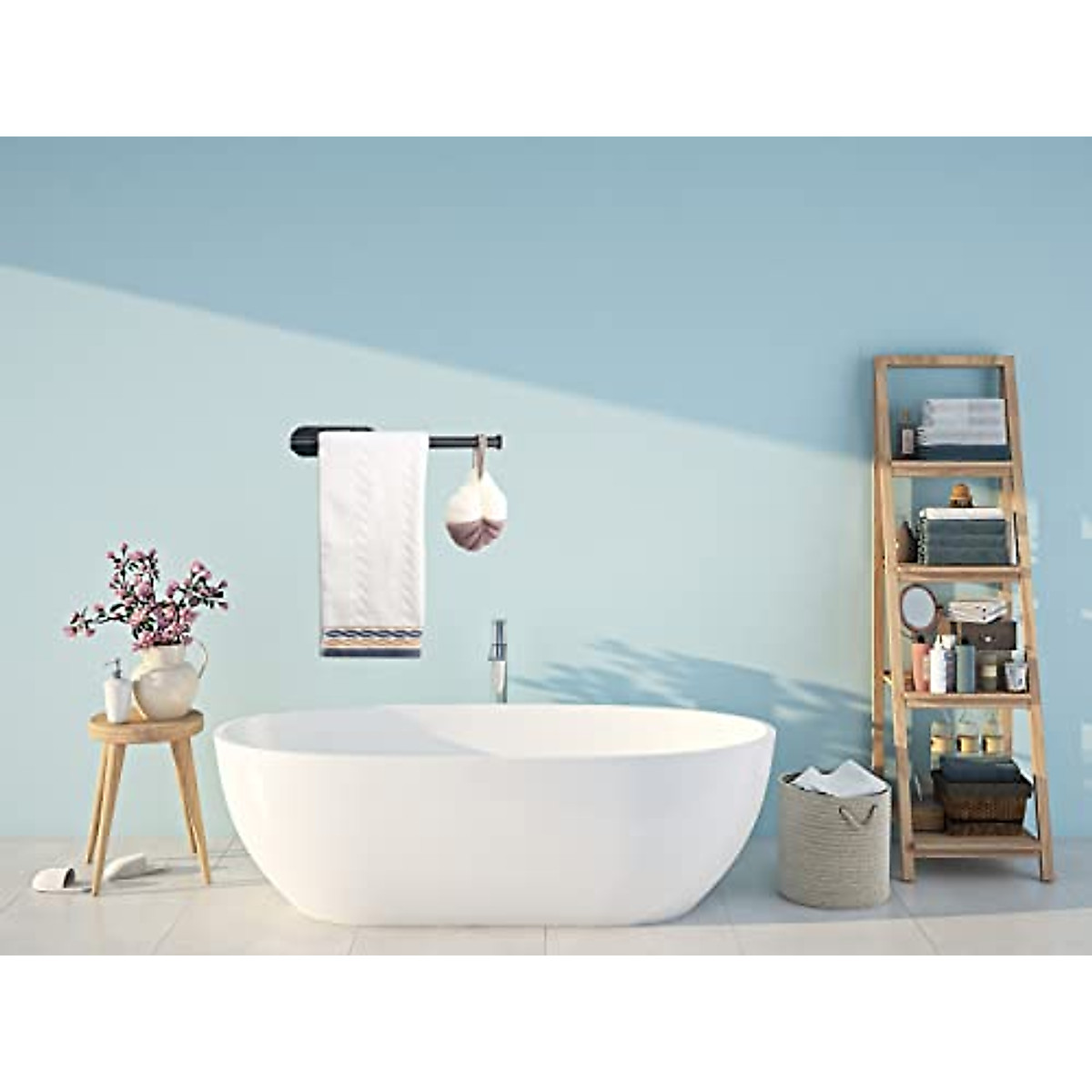 Paper Towel Holder Wall Mount,Paper Towels Rolls,13 Inch Self Adhesive or Drilling Black Paper Towel Holder Under Cabinet with Screws,Stainless Steel Paper Towel Holder