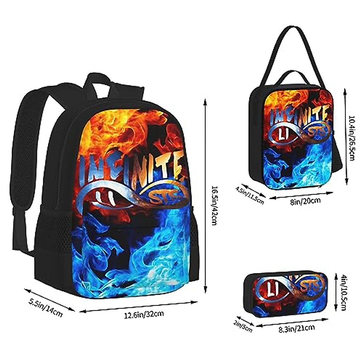 3-Piece Unisex Backpacks Set Including Travel Daypack, Lunch Tote Bag And Pencil Case Combination For Men Women