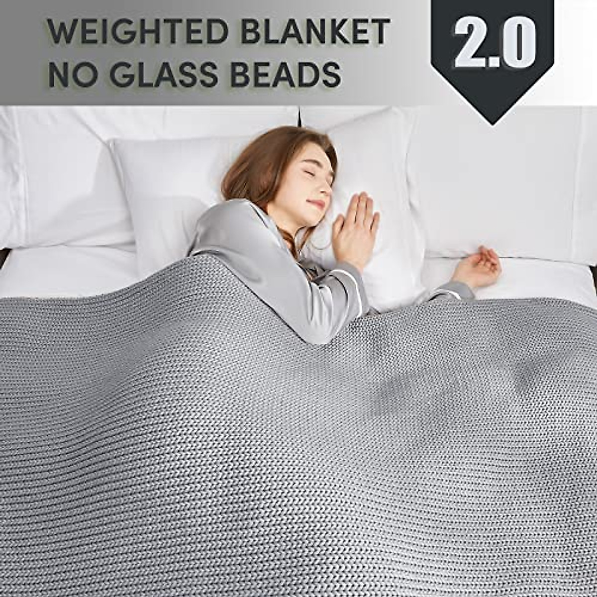 L'AGRATY Knitted Weighted Blanket - 60"x80" 15lbs Cooling Chunky Knit Heavy Blanket for Adults Braided Crochet Throw Thick Cable Yarn Knit Decorative Blanket No Beads Evenly Weighted Machine Washable