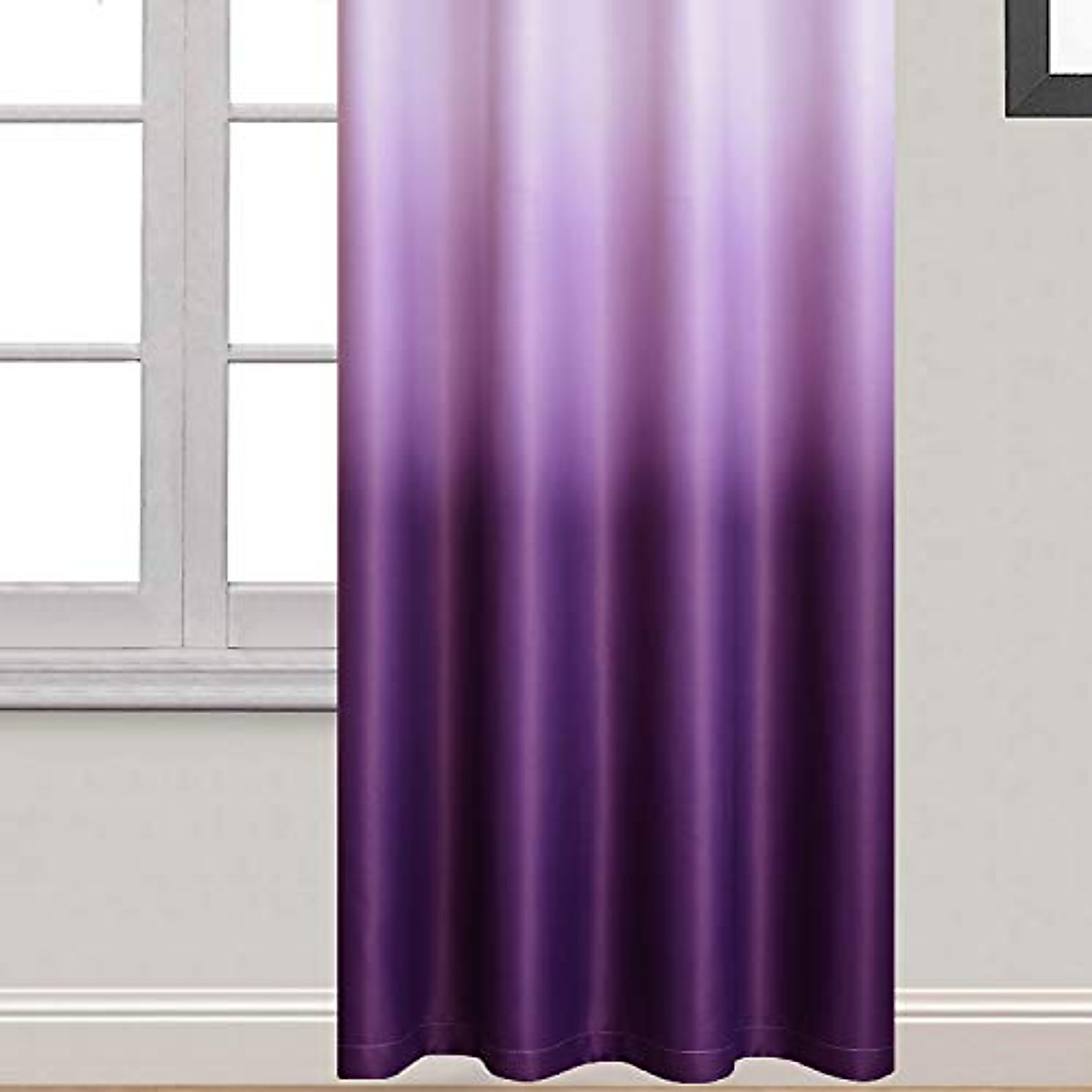Yakamok Light Blocking Gradient Color Curtains Purple Ombre Blackout Curtains Room Darkening Thermal Insulated Grommet Window Drapes for Living Room/Bedroom (Purple, 2 Panels, 52x84 Inch)