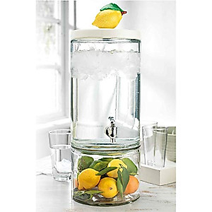 Classic Home Seasons 2 Gallon Ice Cold Clear Glass Beverage Drink Dispenser. Lid & Spigot - Great For Outdoor, Party, & Daily Use