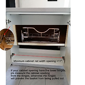 DINDON 1 Tier Pull Out Cabinet Organizer (11" W x 21" D) Heavy-Duty Metal Sliding Drawer Shelf, Slide Out Wire Basket for Kitchen Cabinets, Pantry, Bathroom, Chrome Finish…