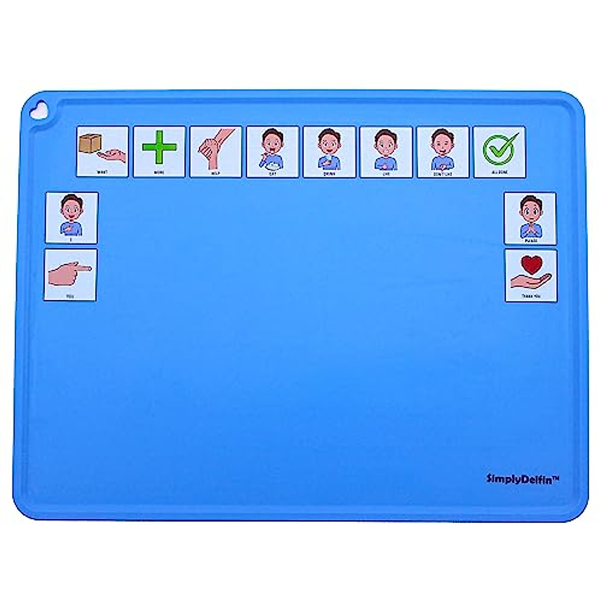 Help for Nonverbal or Speech Delayed Toddlers and Children | Silicone Placemat with Picture Symbols | Communication Board | AAC Pictures | BPA Free, Easy to Clean, Nonslip, Raised Edges