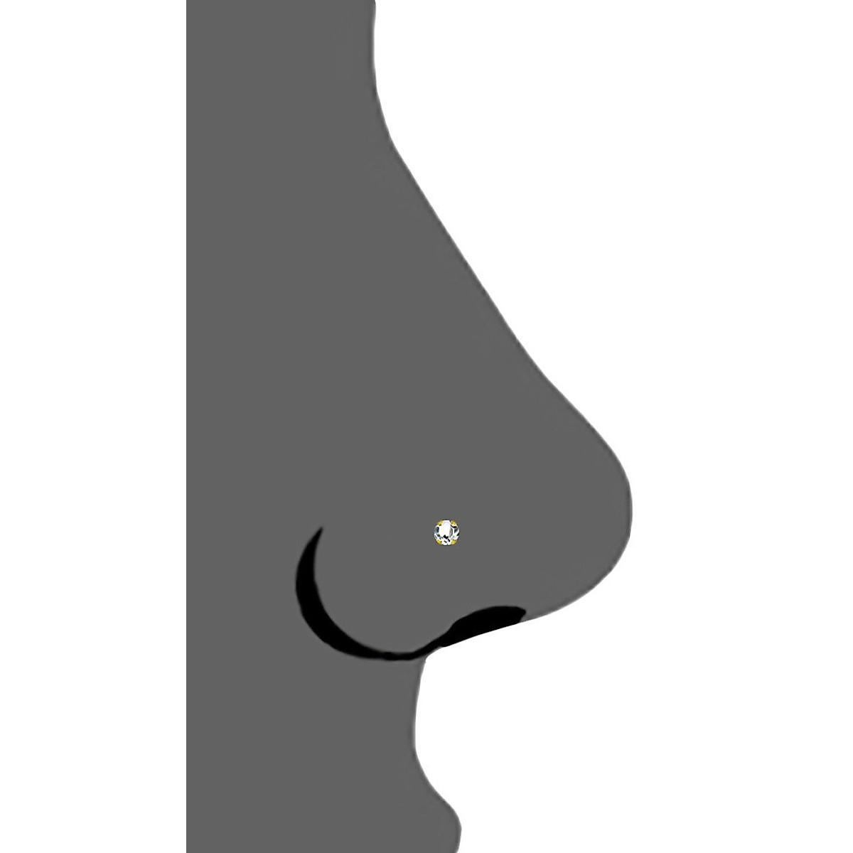 Forbidden Body Jewelry 20g Solid 14Kt Gold Simulated Diamond Clear CZ Crystal Nose Ring Stud