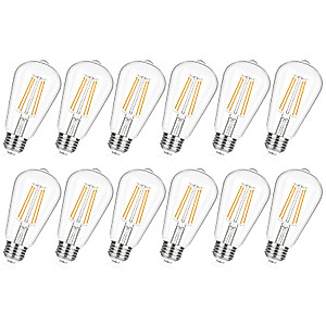 TOBUSA Vintage LED Edison Light Bulbs 60W Equivalent, 900LM Super Bright LED Bulbs, 6W ST58 Antique LED Filament Bulbs, 2700K Warm White, E26 Base Non-Dimmable Bulbs for Home, Office, 12-Pack