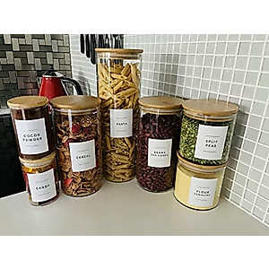 Lovable Labels Pre-Printed Farmhouse/Minimalist Pantry Labels - 168 Dishwasher Safe Pantry Container Labels Help Keep Your Pantry Storage Bins Containers Jars Bottles Canisters Organized