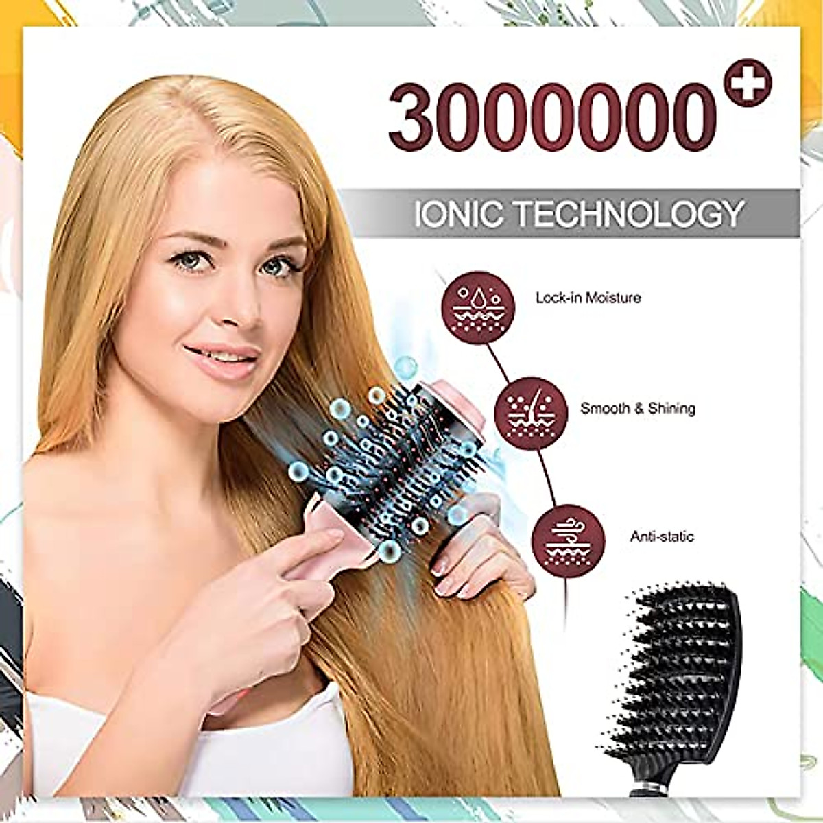 Cosermart Hair Dryer Brush 4 in 1 Blow Dryer Brush with Comb, Upgraded Hot Air Brush with Negative Ion Anti-frizz Blowout Brush Hair Dryer for Drying, Straightening, Curling, Salon, Hair Volumizer