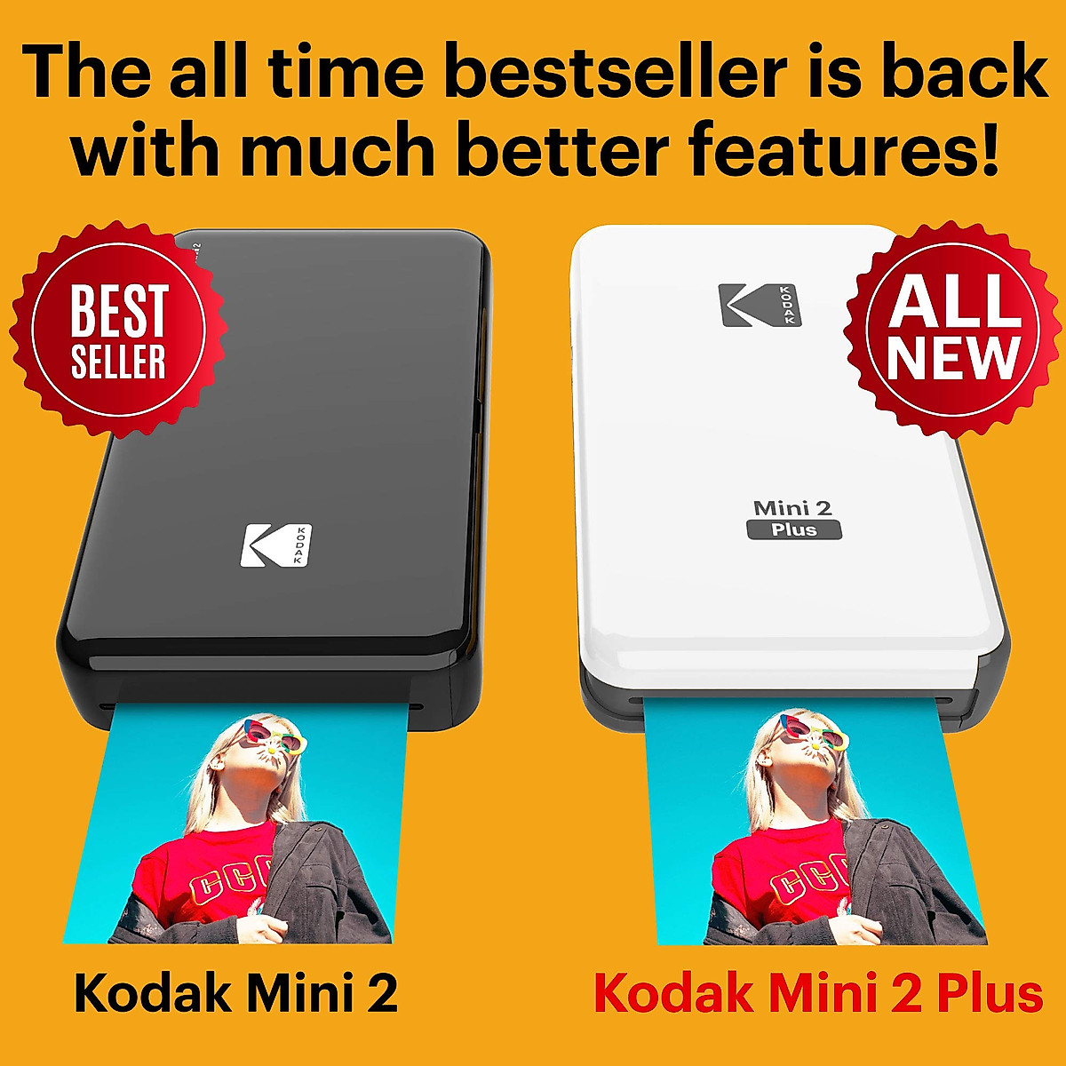 Kodak Elite Portable Wireless Photo Printer (2022 Model) Prints Smart APP, Compatible with iOS, Android, and Bluetooth Devices
