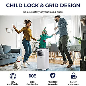 COSTWAY Portable Air Conditioner, 8000BTU Air Cooler with Drying, Fan, Sleep Mode, 2 Speeds, 24H Timer Function, Remote Control, Cools Room up to 230 Sq. ft, Air Cooling Fan for Home & Office Use, Window Kit Included, White(8000BTU)