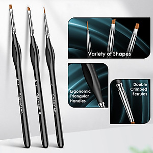 Miniature Paint Brushes,15Pcs Small Fine Tip Paintbrushes, Micro Detail Paint Brush Set, Triangular Grip Handles Art Brushes Perfect for Acrylic, Watercolor, Oil, Craft, Models, Warhammer 40k(Black)