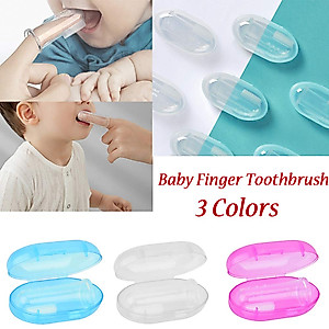 AKOAK 1 Pack Useful Baby Finger Toothbrush Soft Silicone Baby Training Toothbrush with Storage Box, Baby Teeth Cleaning Massage Oral Care (Pink)