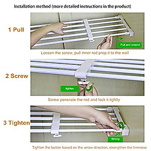 TabEnter Adjustable Shelf Organizer Expandable Closet Shelf and Rod with No Drilling for Wardrobe Cupboard Kitchen Bookcase (18.2" - 29.5")