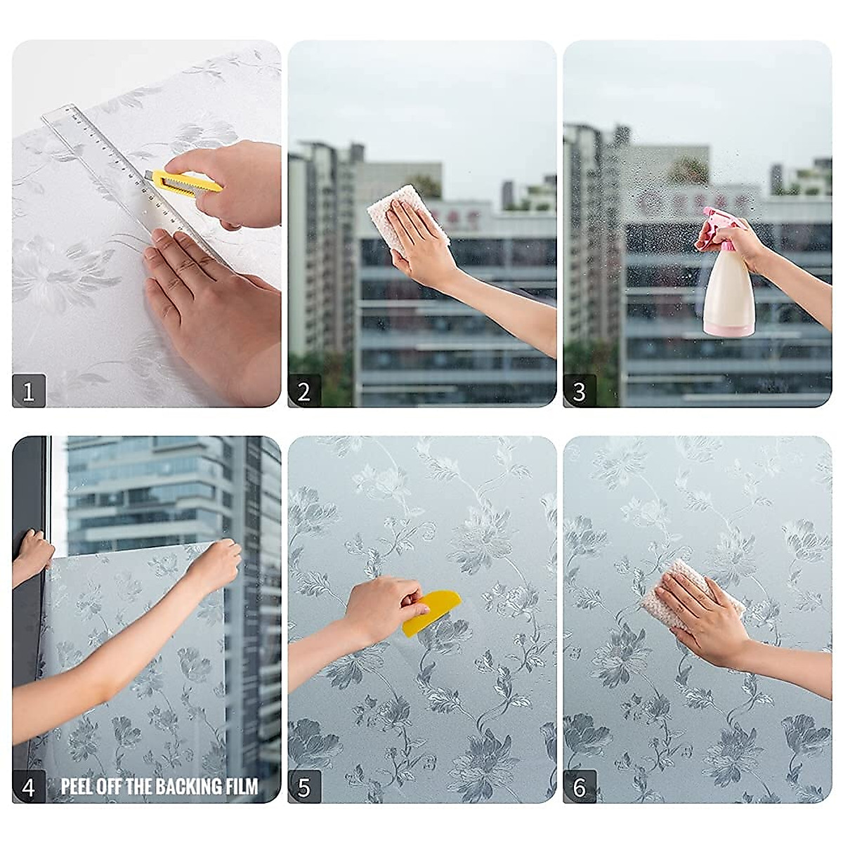 Huge Me Window Privacy Frosted Film Window Stickers Self Static Cling Vinyl Glass Film for Home Bathroom Office Meeting Room,19.7" x 78.7" Spring Garden