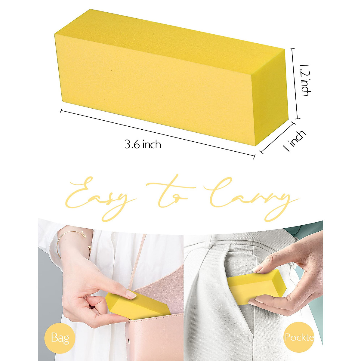 Maryton Nail Buffer Fine Grit Finishing Block, 240 Grit Professional Yellow Buffing Blocks for Natural Nails - Buff Nails Prior to Application of Gel Polish, Nail Lacquer, 5 Count