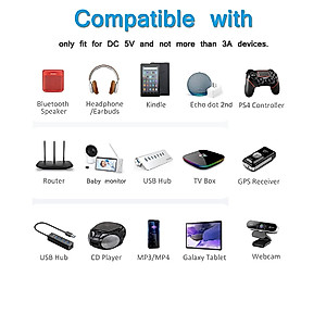 5V 3A DC Power Supply, 5 Volts 2A 1.5A 1A AC Power Adapter Charger, fit for 5Vdc Graco Baby Swing, Hello Baby Monitor, Sony Bluetooth Speaker Power Cord.