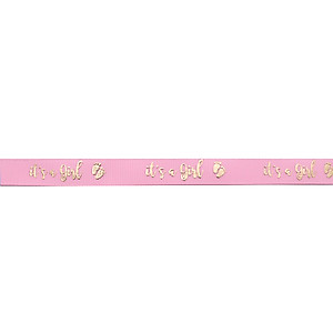 Pink and Gold Gros Grain Ribbon - 1/2" - It's a Girl for Baby Shower - Decoration for Your Baby Shower