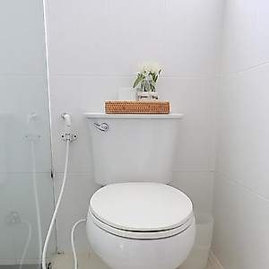 Rattan Bathroom Vanity Trays Toilet Tank Baskets Long Narrow Hand Towel Storage Basket for Storage, Decorative (Natural 10.2 x 4.9 x 1.8 inch)