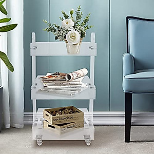 awolsrgiop 3-Tier Kitchen Storage Cart Rolling Utility Rack w/Handle Utility Mobile Shelf Mobile Slide Out Organizer Multi-Purpose Storage Rolling Cart Utility Trolley Cart on Wheels Space Saving