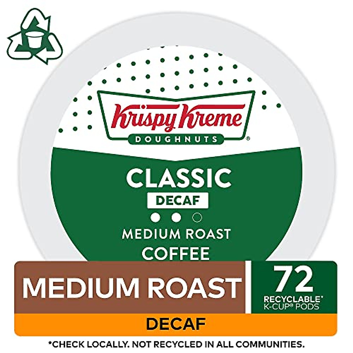 Krispy Kreme Classic Decaf, Single-Serve Keurig K-Cup Pods, Medium Roast Coffee Pods, 12 Count (Pack of 6)