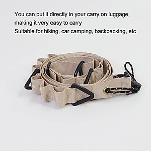 TOPINCN Outdoor Tent Camping Clothesline with Hooks, Travel Clothesline Multipurpose Shoulder Strap 24 Holes Adjustable Hanging Camping Clothesline Lanyard Clothes Line Rope(Khaki)