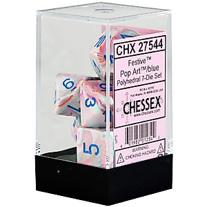 Chessex Festive Polyhedral Pop Art - Blue 7-Die Set, (Model: CHX27544)