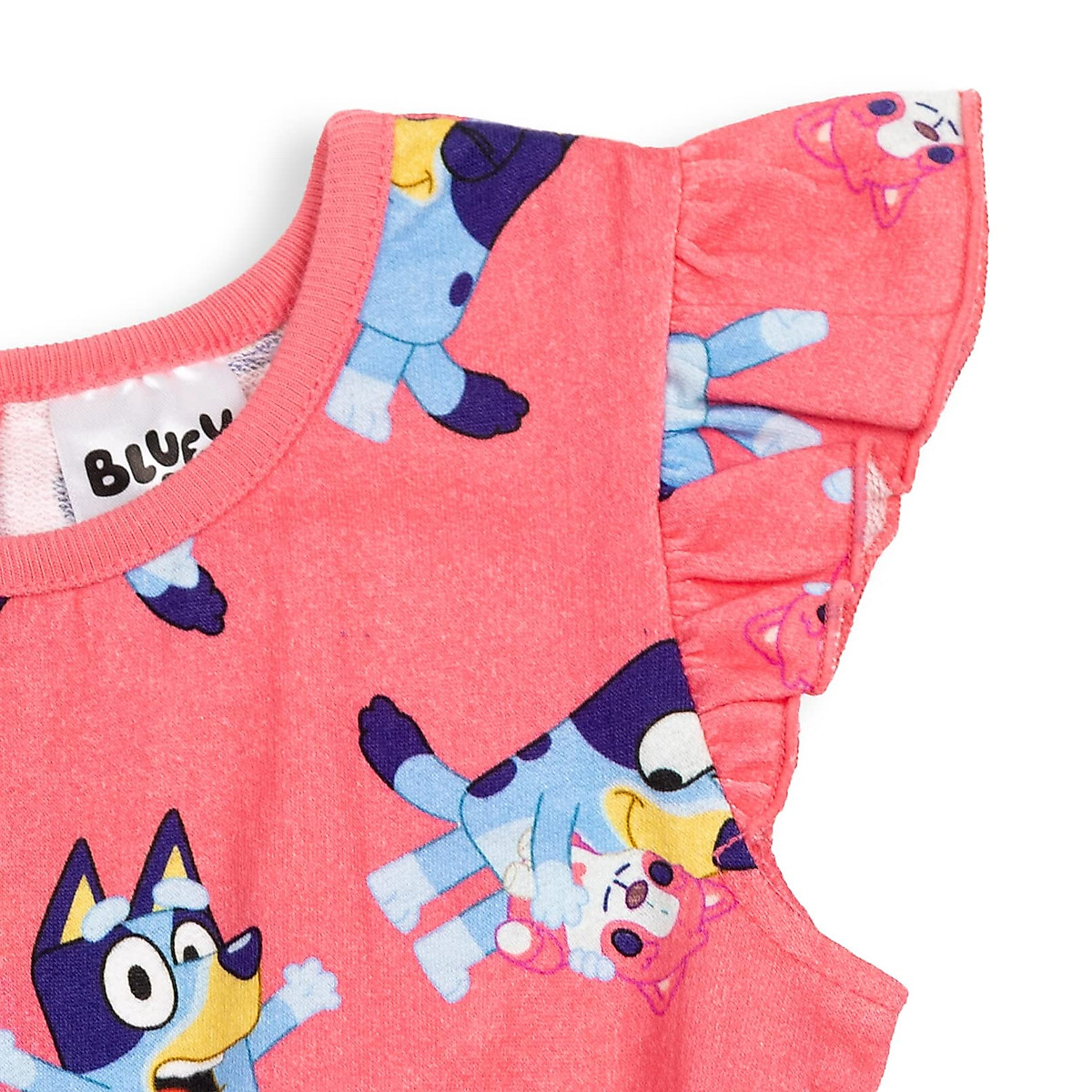 Bluey Polly Puppy Toddler Girls French Terry Sleeveless Romper Pink 2T