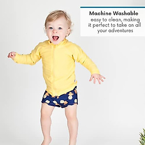 SwimZip UPF 50+ Long Sleeve Rash Guard for Boys and Girls - Baby, Toddler, Kids Yellow