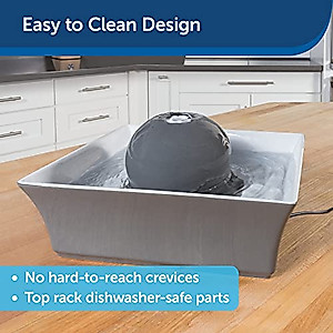 PetSafe Drinkwell Seascape Ceramic Pet Water Fountain - Quiet Automatic Water Dispenser for Cats and Small Dogs with Filters Included - 70 Ounce (2 Liter) - Dishwasher Safe - Square Modern Design