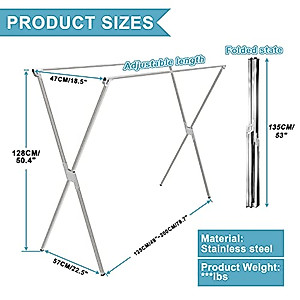 OShuKang Foldable Clothes Rack, 80-Inch Stainless Steel Clothes Rack, Simple Style, Can Be Used Indoors and Outdoors（LYJ-2000