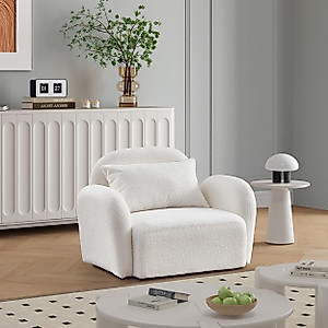 roomfitters Lazy Sofa Chair in Teddy Fabric, Comfortable and Stylish Living Room Seating, Ideal for Cozy Spaces, Durable Upholstery, Modern Design Enhancing a Relaxed Atmosphere, White