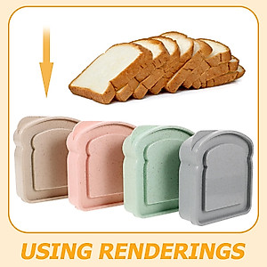 CALLARON 4 Pcs Sandwich Keeper, Reusable Sandwich Containers, Toast Shape Bread Box with Lid, Portable Sandwich Box, Food Fresh Keeping Box, Sandwich Containers for Lunch Boxes 4.8 x 5.1 inch