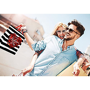 WaaHome Happy Valentines Day Gift Bag with Handle 13''x10.5''x5.8'' Large Red Rose Gift Bags with Tissue Paper, Romantic Valentines Gift Bags for Her Him Girlfriend Boyfriend Wife Husband Women