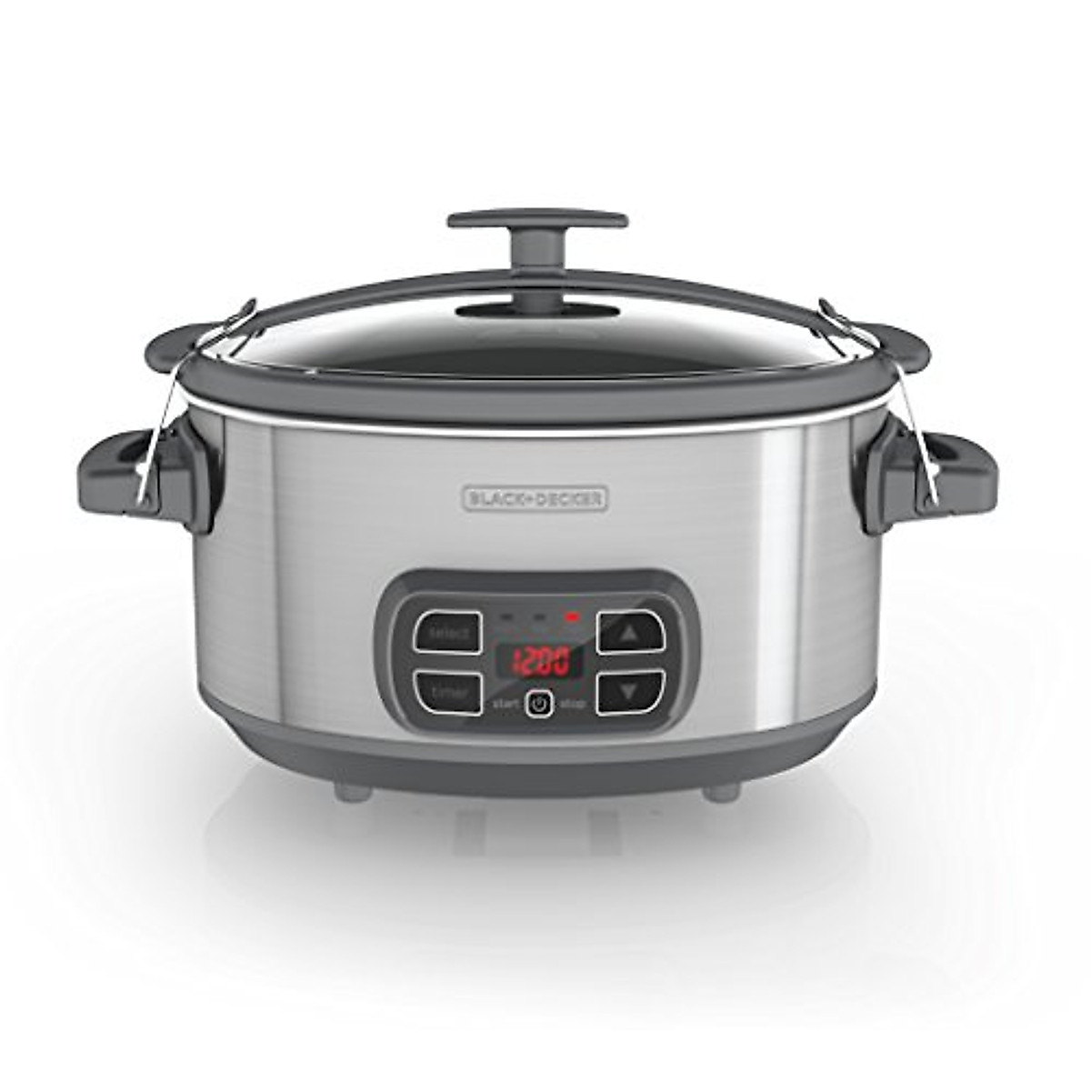 BLACK+DECKER SCD1007 7 Quart Programmable Slow Cooker with Digital Timer, Portable with Locking Lid, Stainless Steel